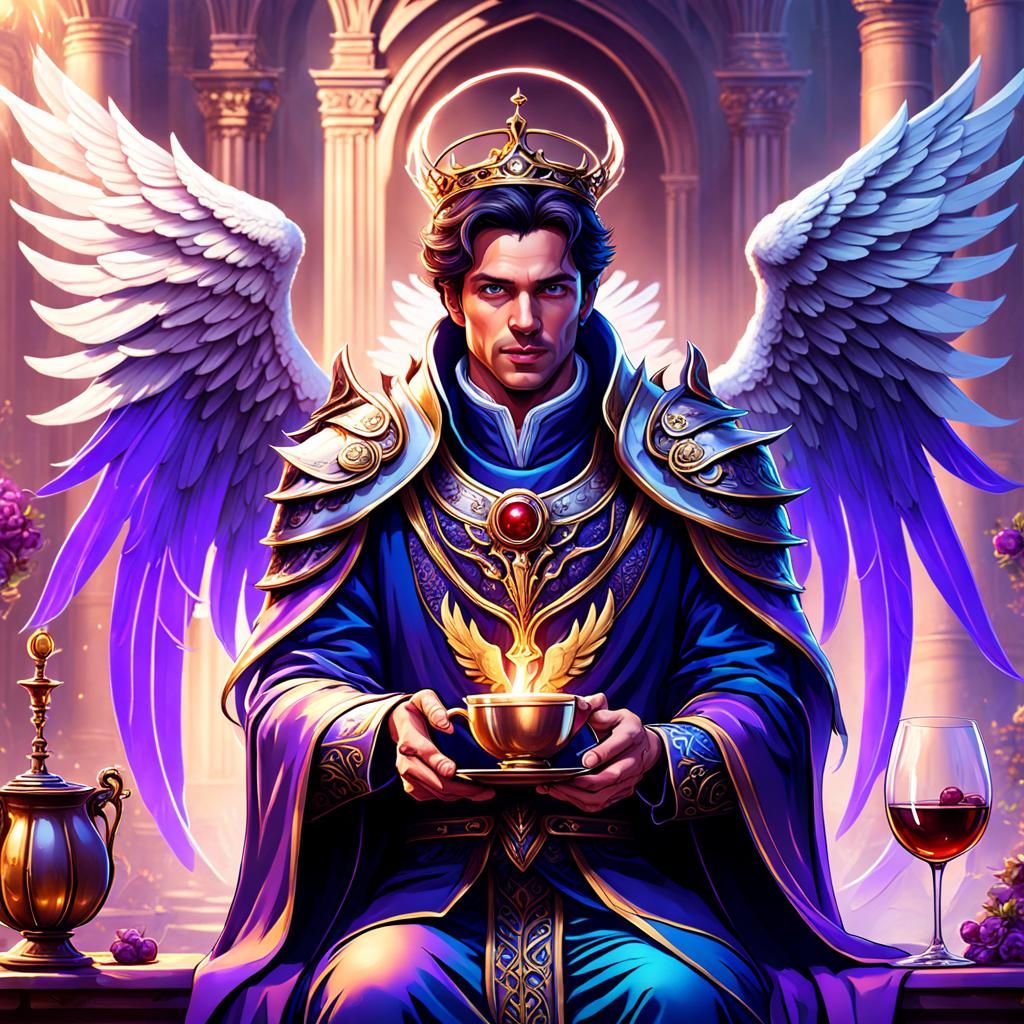 Charming evil prince in the world of humans with a cup of wine And ...