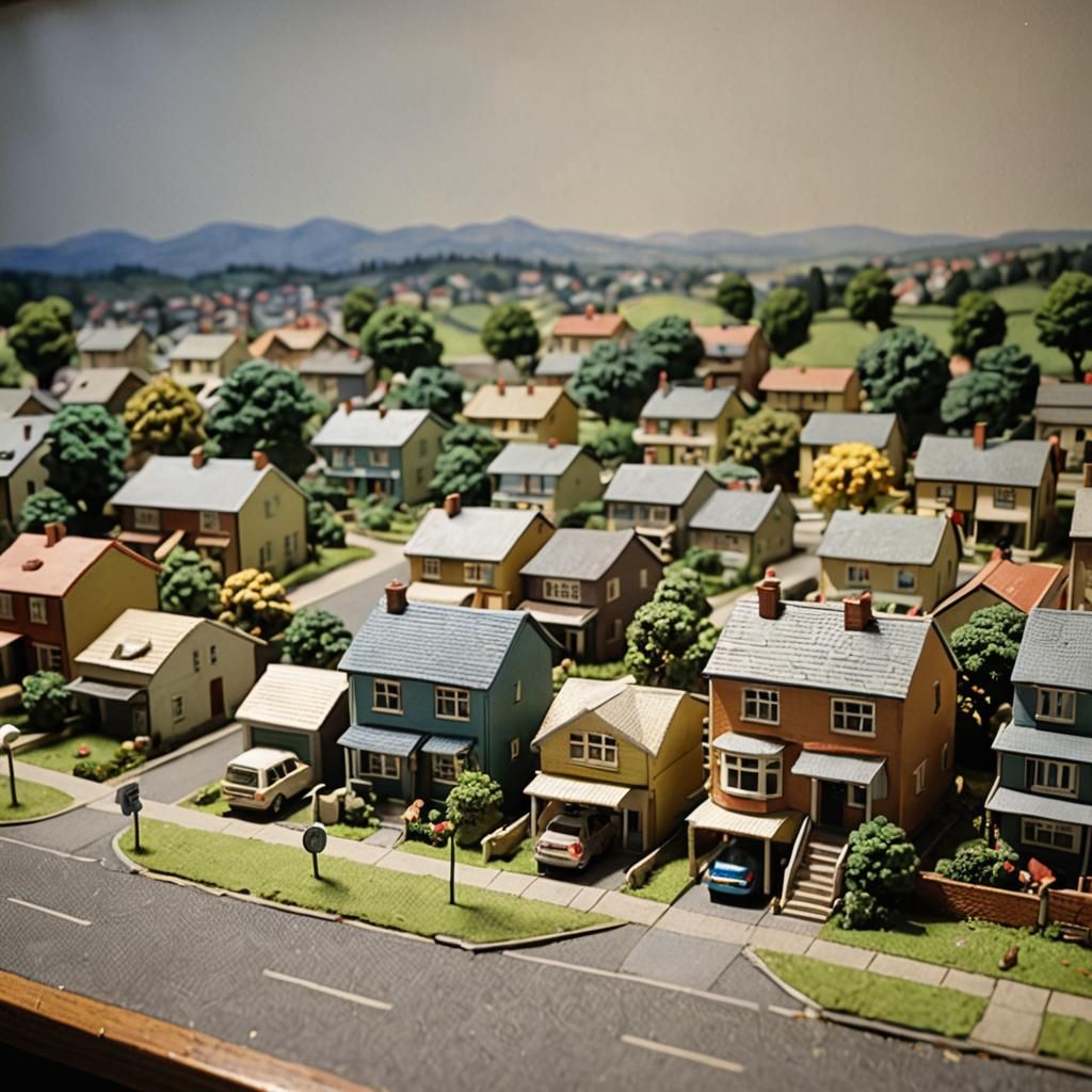 A miniature diorama scale model of a suburb - AI Generated Artwork ...