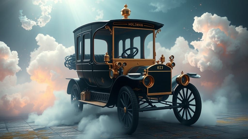 Surreal 1908 Holsman Police Car in Dreamlike Fanta... - AI Art