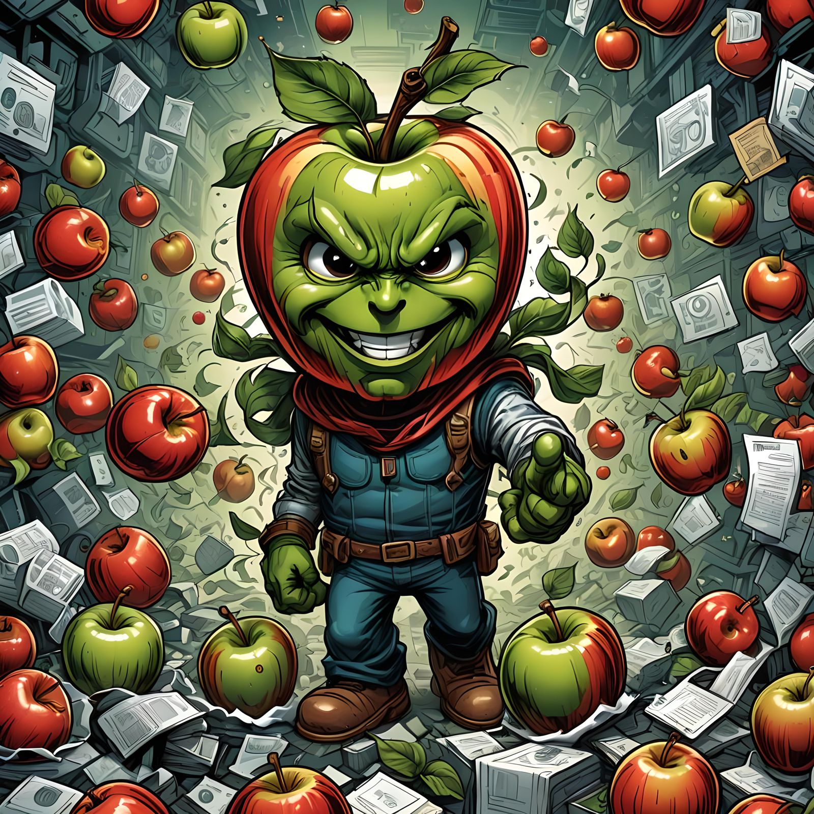 cartoon Apple character - AI Generated Artwork - NightCafe Creator