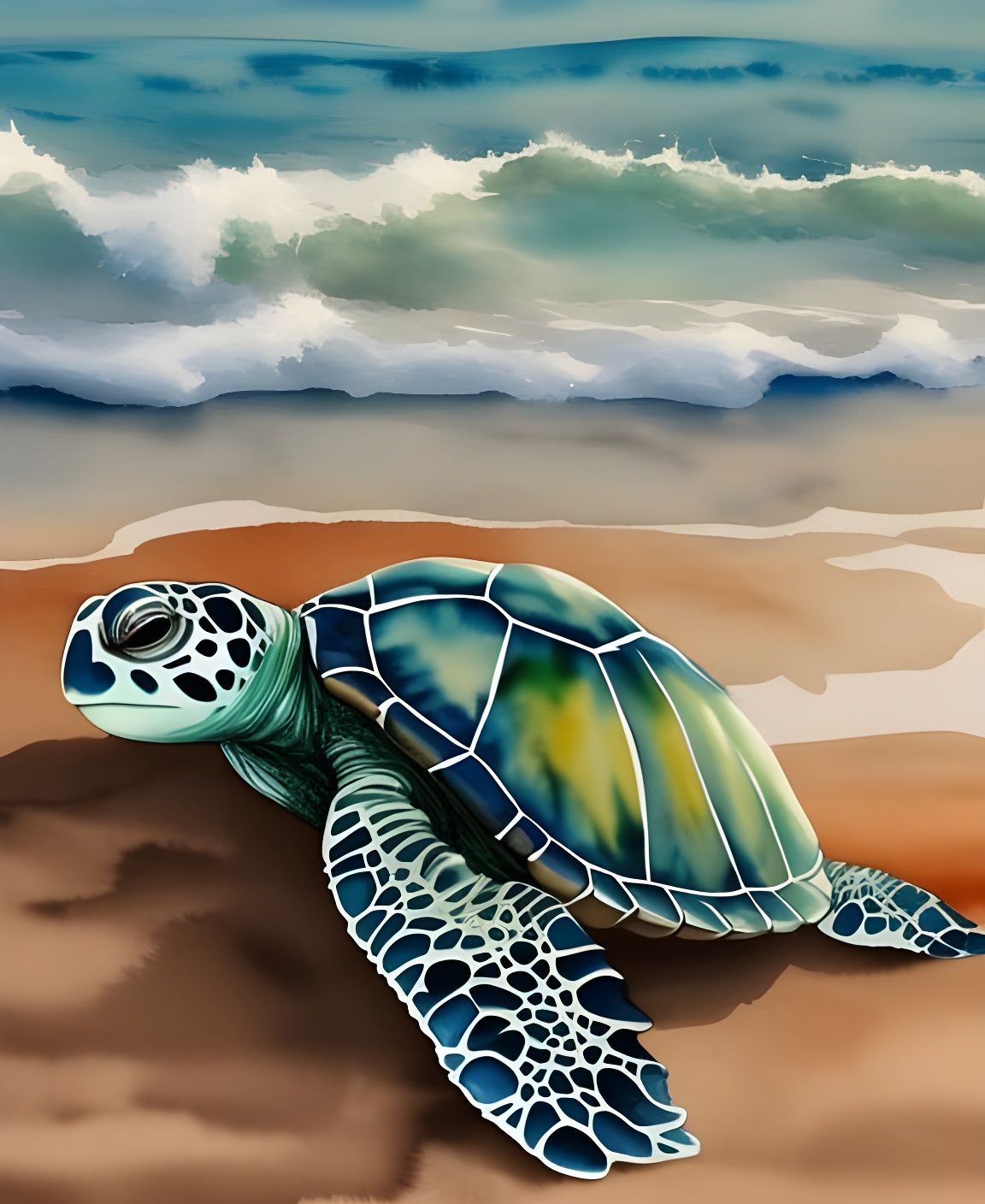beautiful watercolour sea turtle - AI Generated Artwork - NightCafe Creator