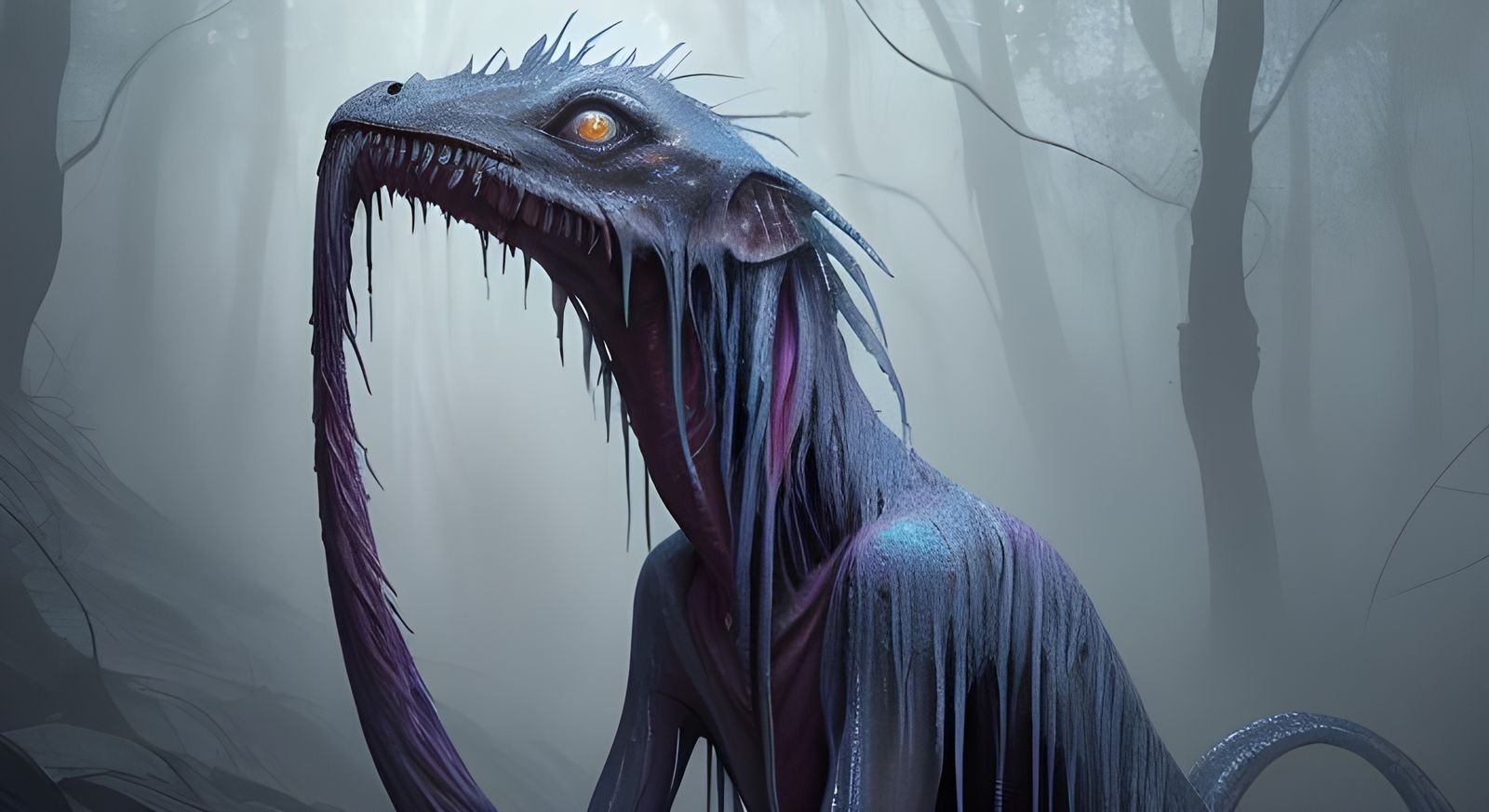 A surreal and unsettling creature with elongated limbs and distorted ...