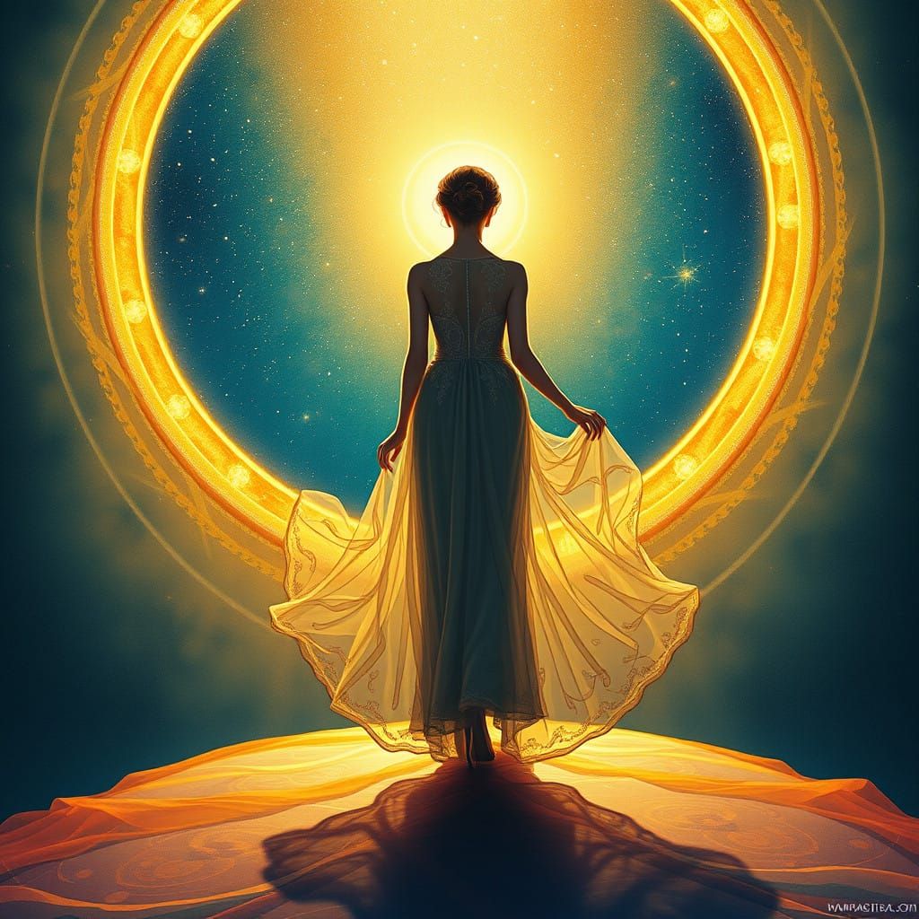 Peering Into Eternity - Surreal Goddess Emerges from Celest...