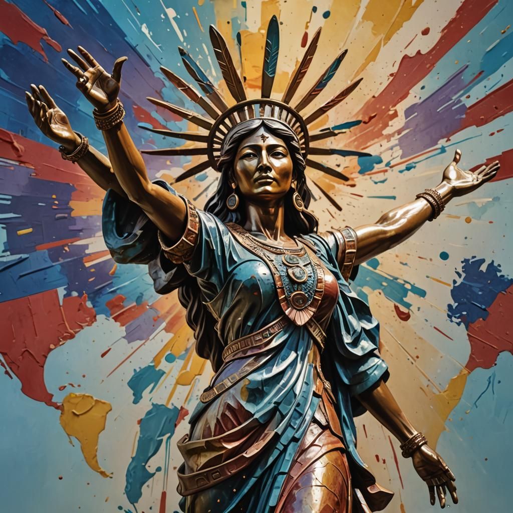 statue in usa, arms out reach, woman of many nations, native - AI ...