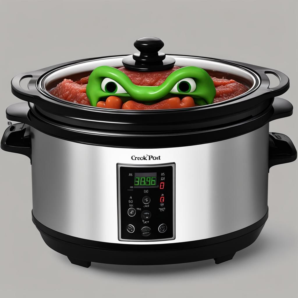 Angry crock pot with a scary face, 64k resolution, a masterpiece, 75mm ...