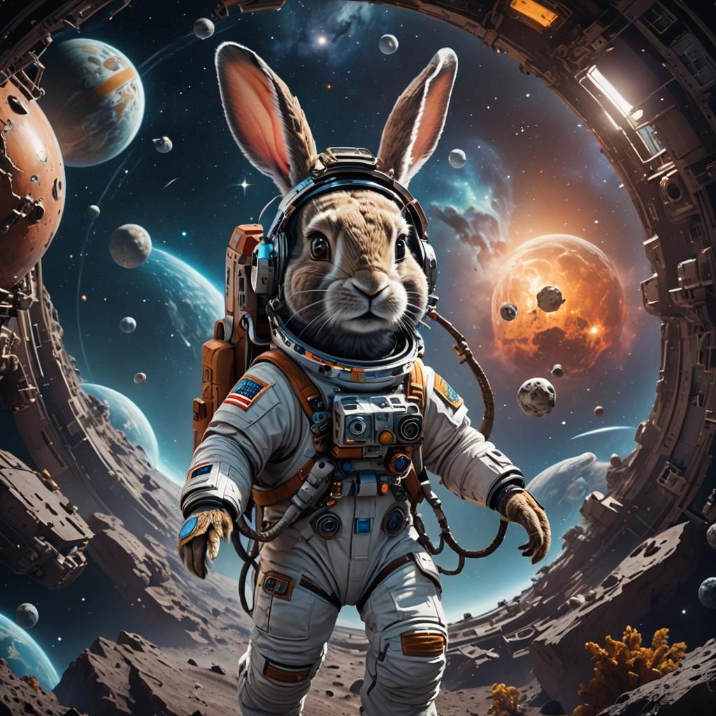 A rabbit astronaut in space - AI Generated Artwork - NightCafe Creator