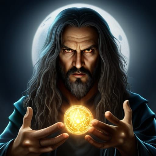 Mildly villainous wizard/warlock with a magic orb v3 - AI Generated Artwork - NightCafe Creator