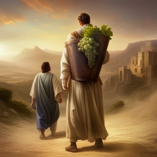 A group of people carrying one bunch of grapes on their shoulders ...