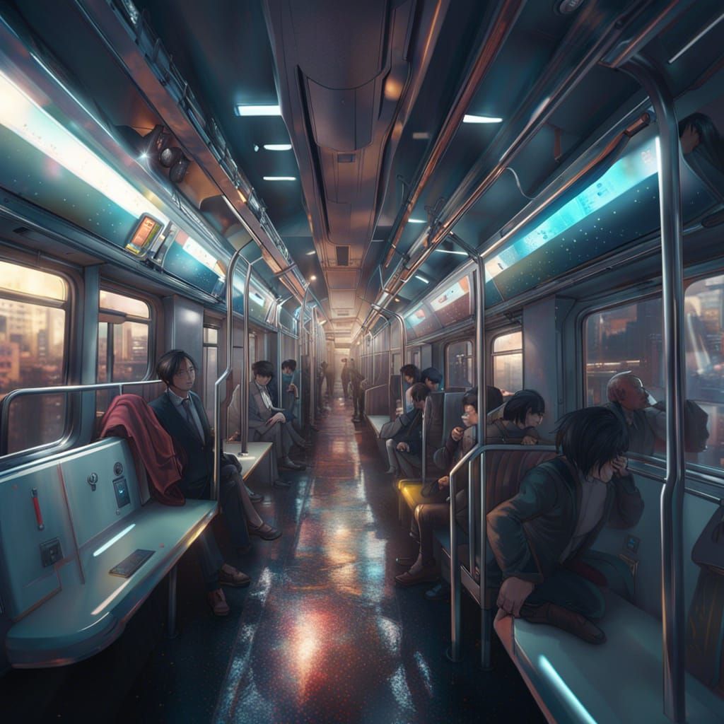 Tokyo commuter train - AI Generated Artwork - NightCafe Creator
