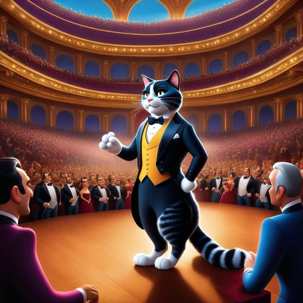 A cat who is pretending to be Tom from Tom and Jerry performs at an ...