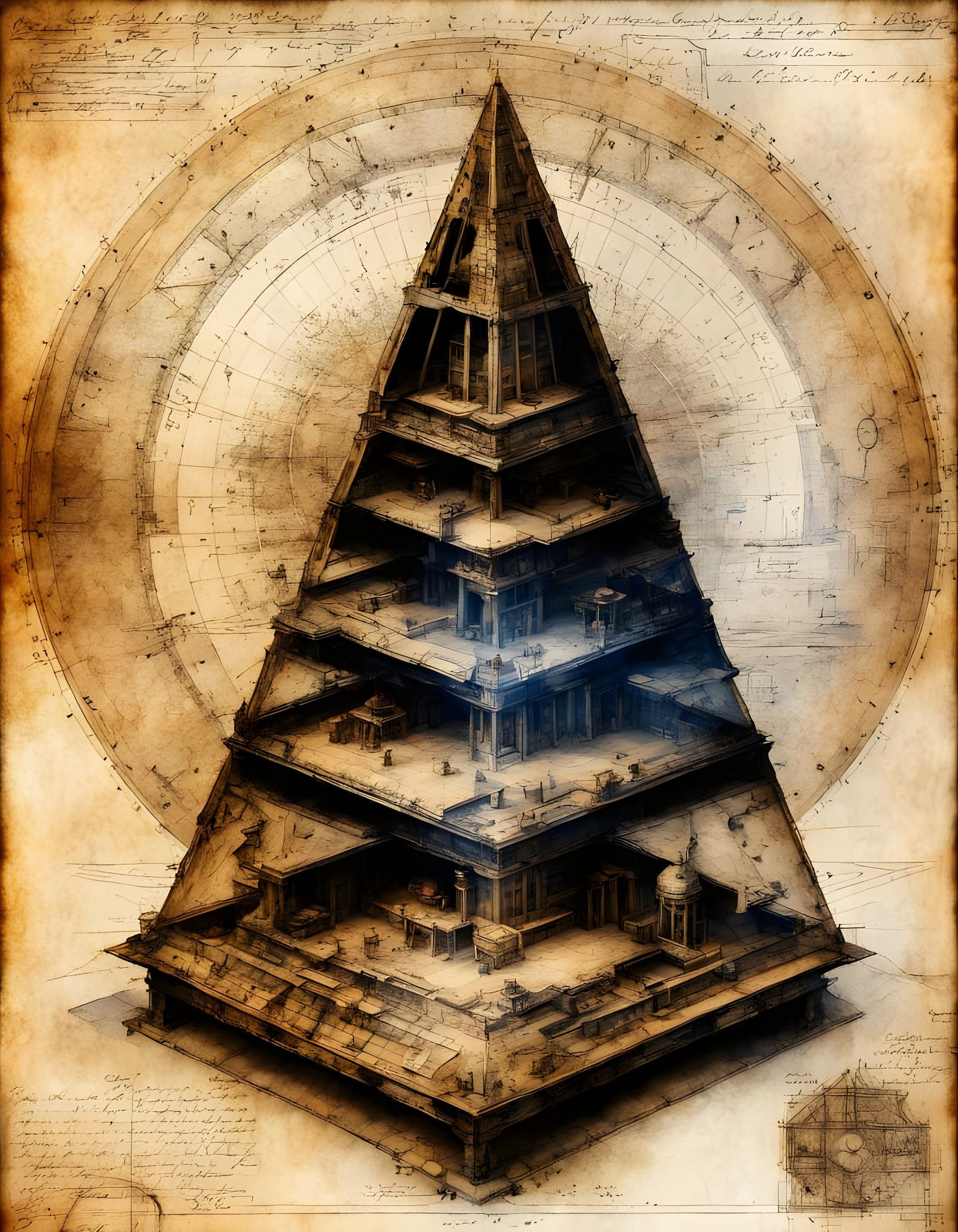 Structure designed by da Vinci - Da Vinci's Intricate Pyrami...