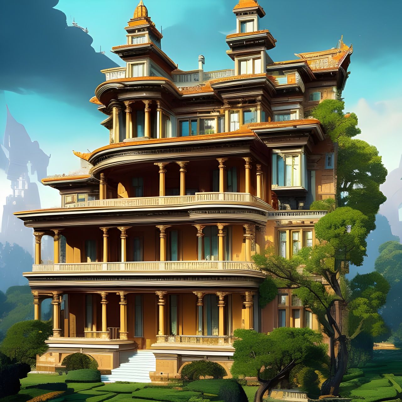 Elegant Mansion - AI Generated Artwork - NightCafe Creator