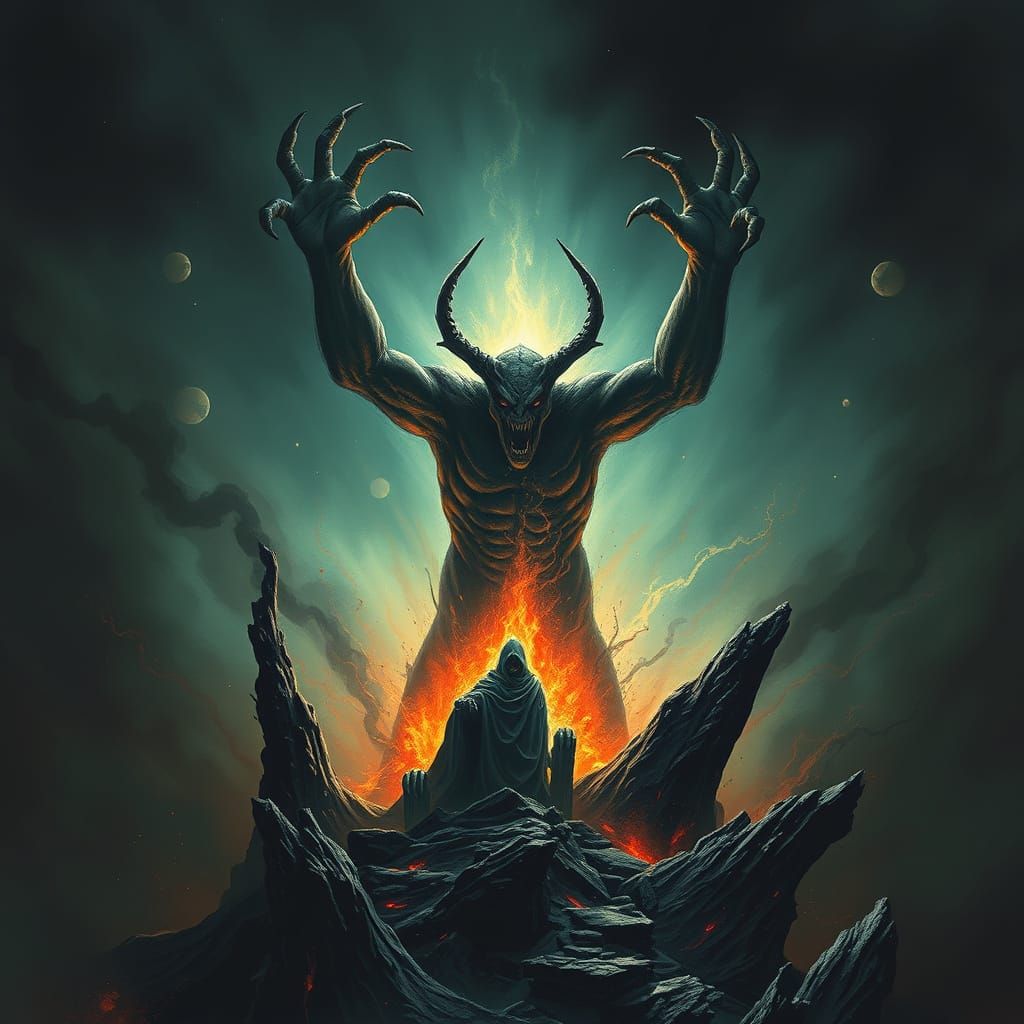 Hellish creature rising from the depths