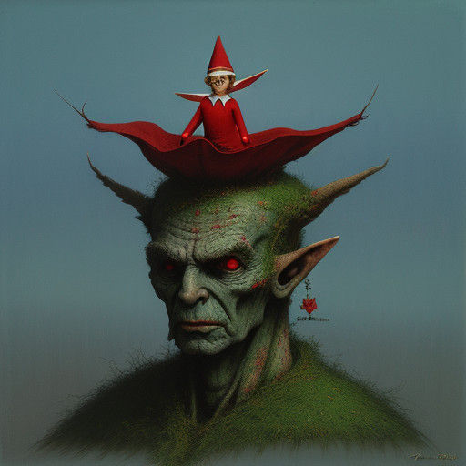 Dark Surrealist Elf Sculpture in Distressed Colors - AI Art