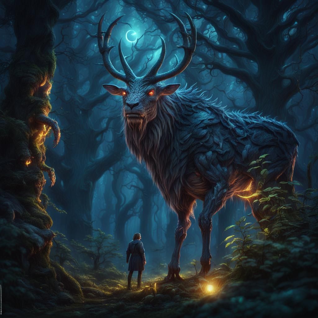 Giant evil deer in forest - AI Generated Artwork - NightCafe Creator