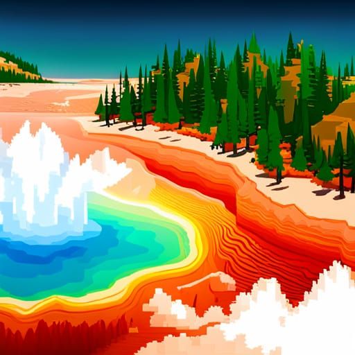 Grand prismatic spring pixels - AI Generated Artwork - NightCafe Creator