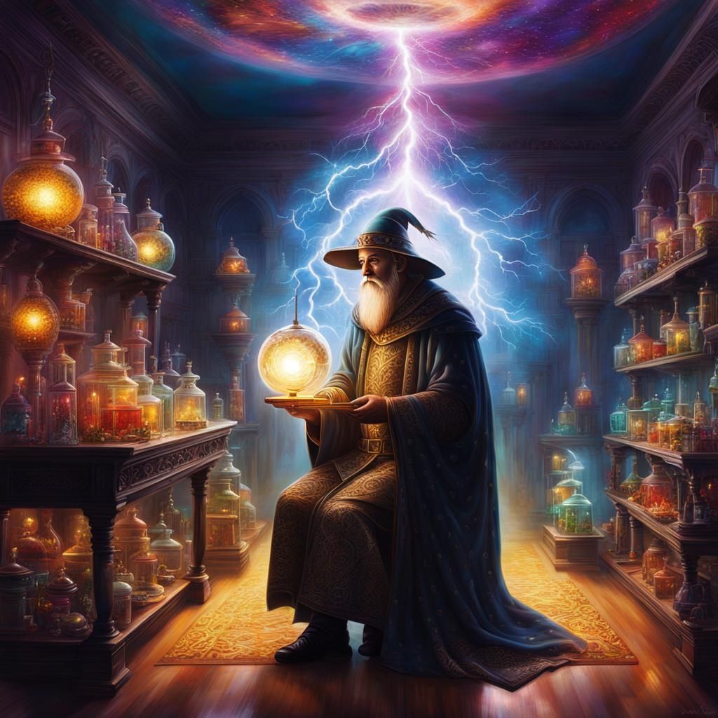 A wizard experimenting in an alchemical lab - AI Generated Artwork ...
