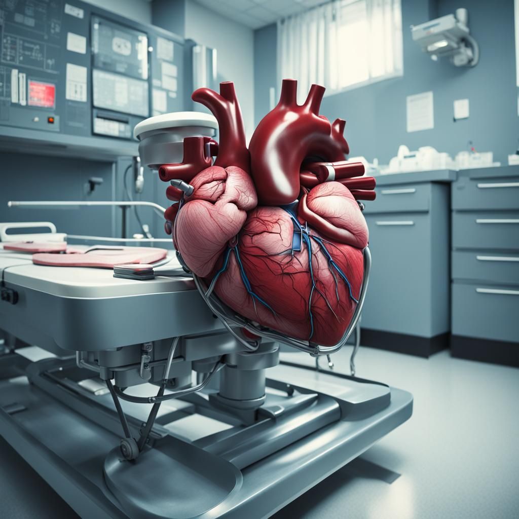 Extreme detail human heart turning and beating on exam table medical ...