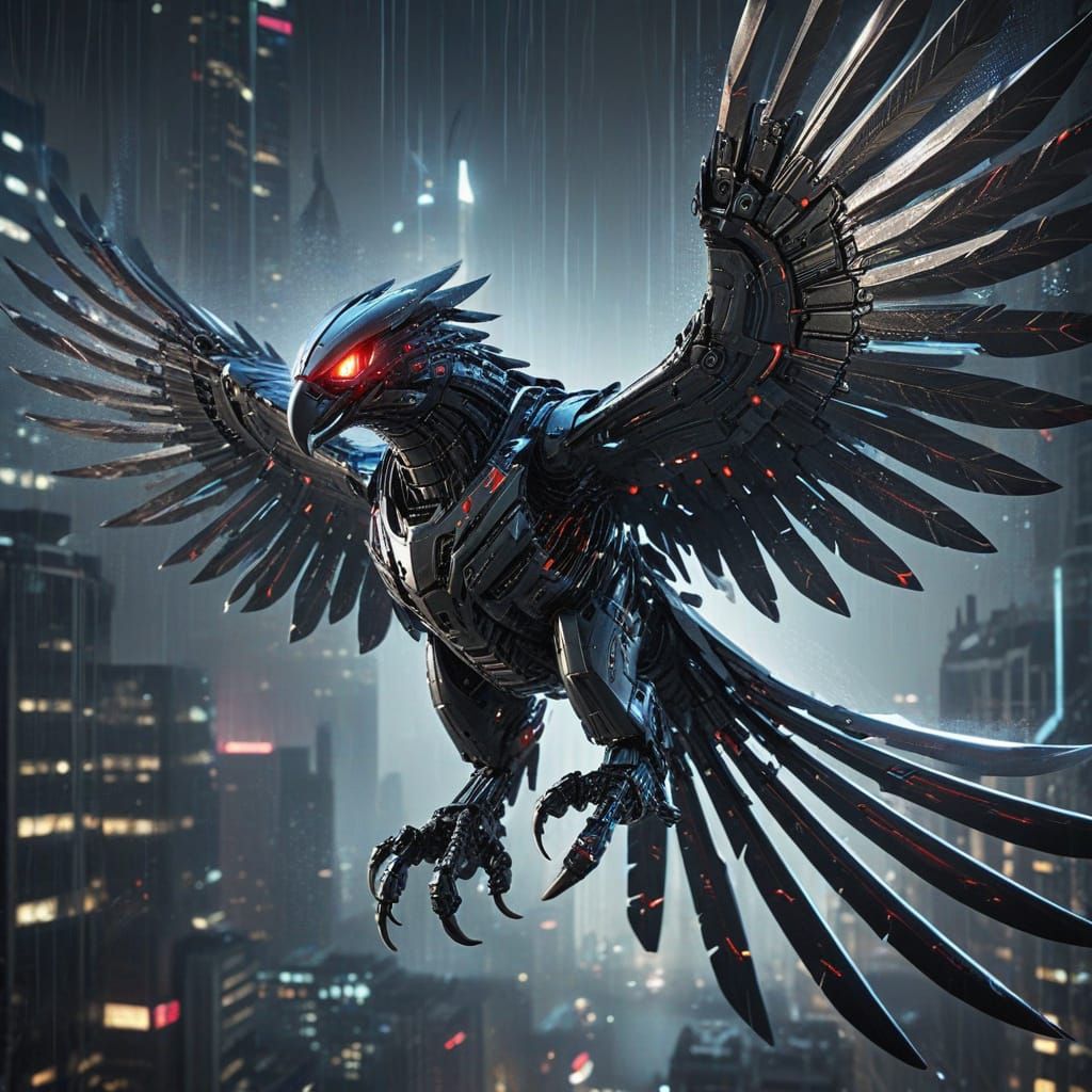 futuristic Cyber-Hawk - Cybernetic Hawk Soars Through Dark ...