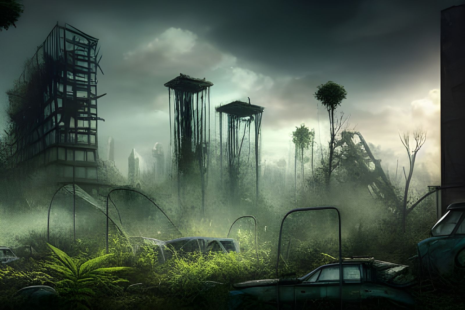 Abandoned Post-apocalyptic world - AI Generated Artwork - NightCafe Creator