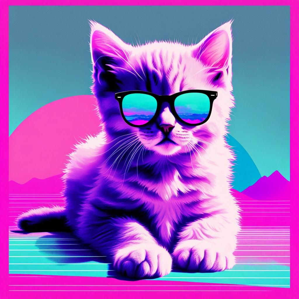 Vaporwave Kitten - AI Generated Artwork - NightCafe Creator