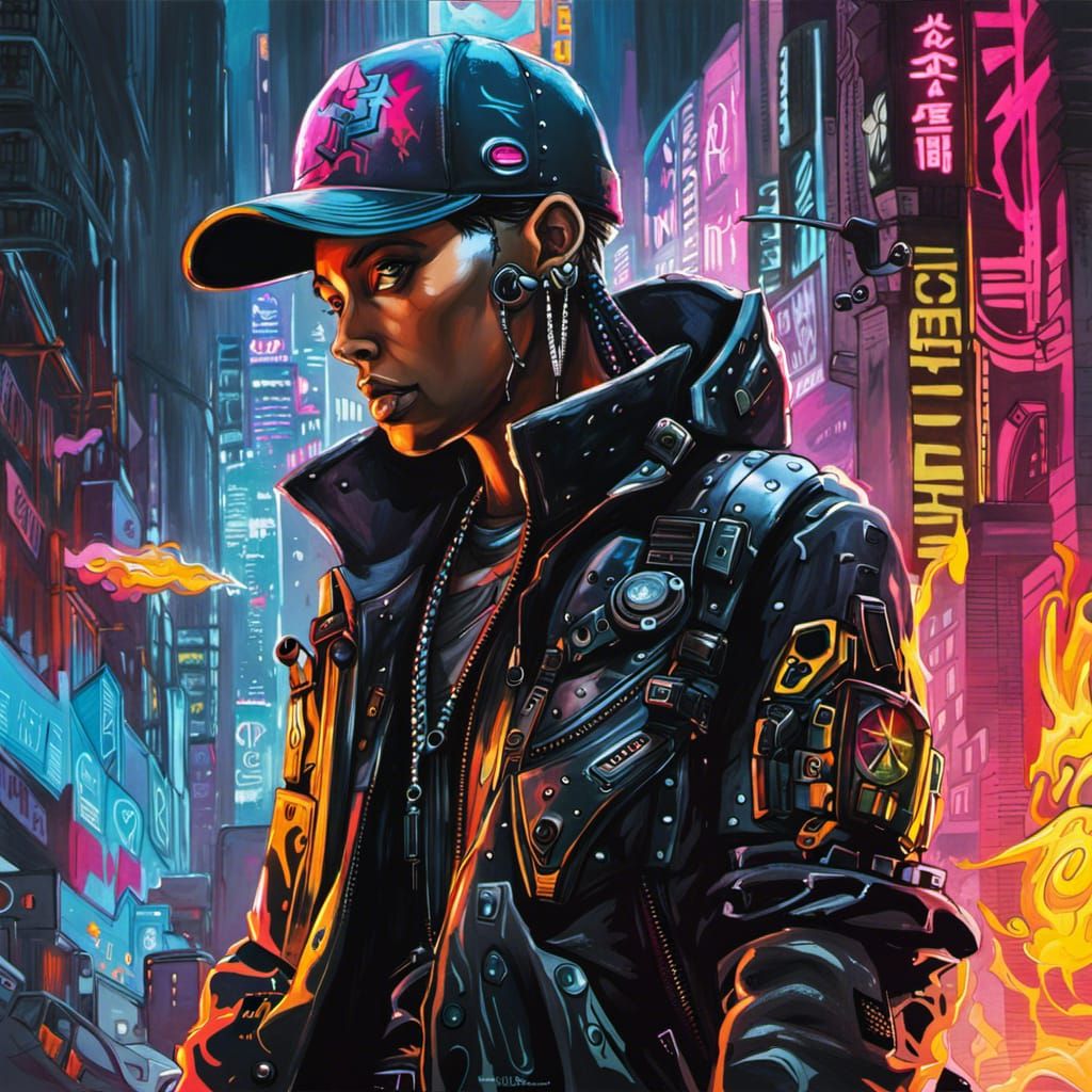 Shadowrun cyberpunk graffiti art : r/nightcafe