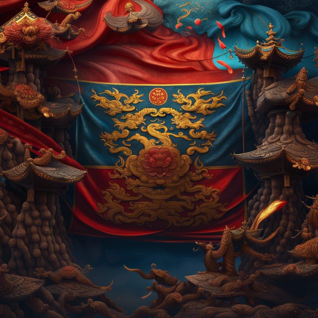 Huge Qing Dynasty Flag Flown in Peking (Beijing) - AI Generated Artwork ...