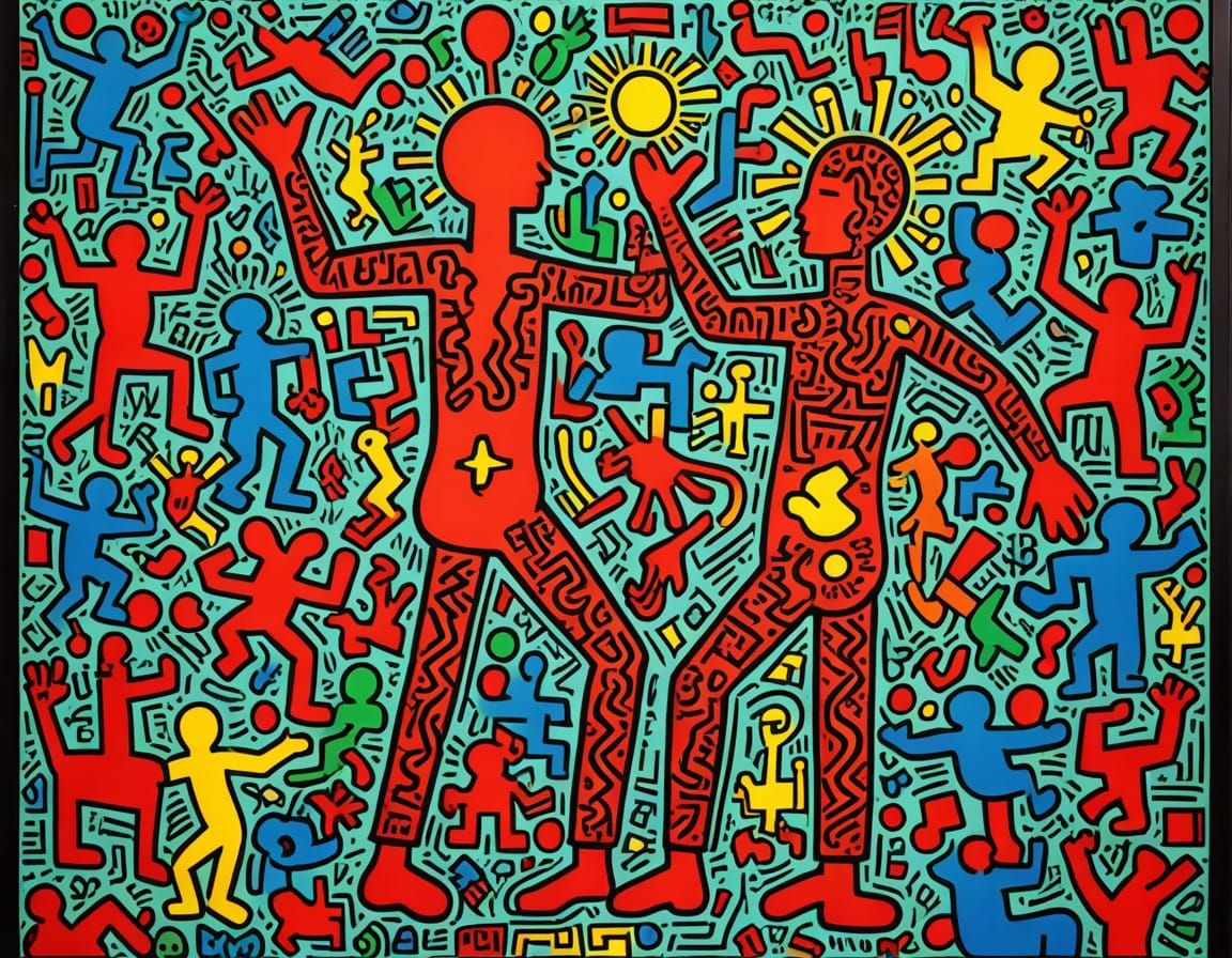 Vibrant Pop Art Body Painting with Neons and Mosai... - AI Art