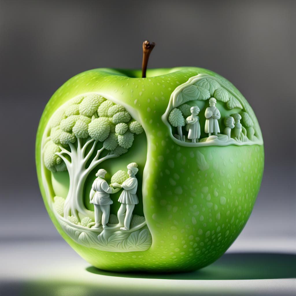 Bas relief apple - AI Generated Artwork - NightCafe Creator