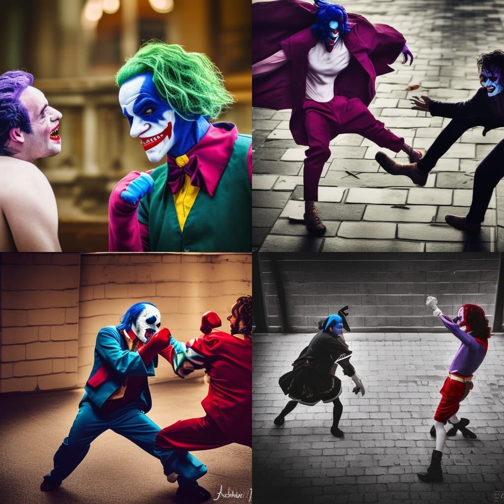 Fight between jester and joker - AI Generated Artwork - NightCafe Creator