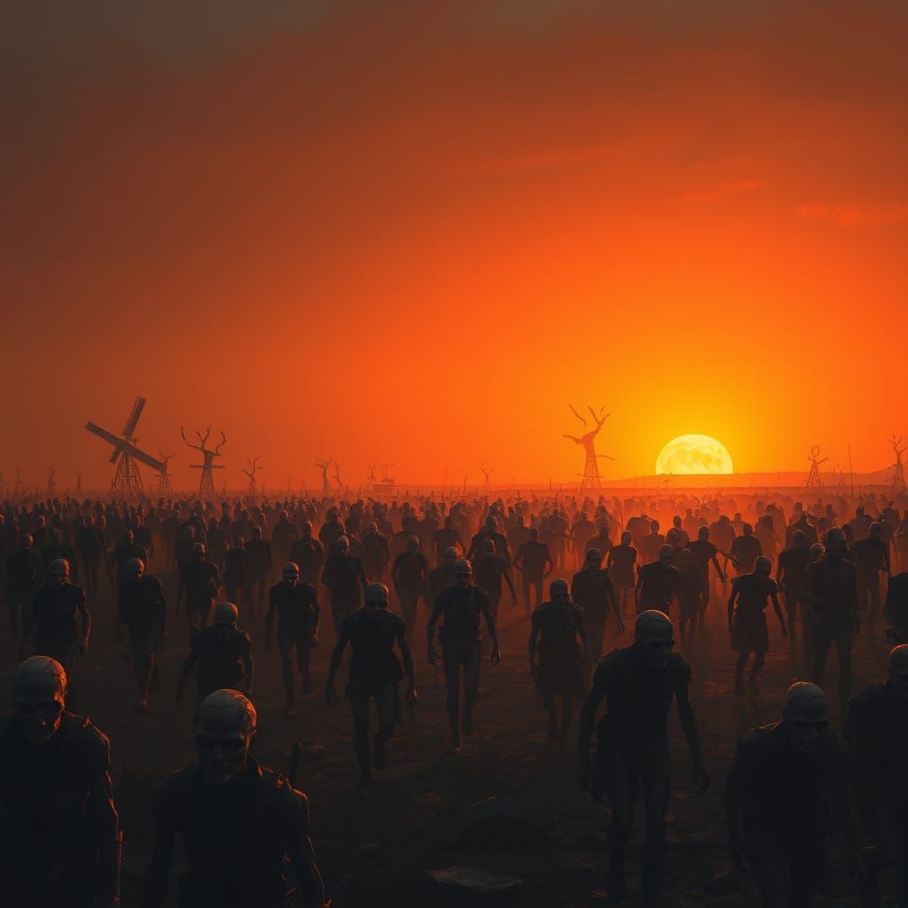 Zombies at sunset - Undead Hordes Descend into Post-Apocalyp...