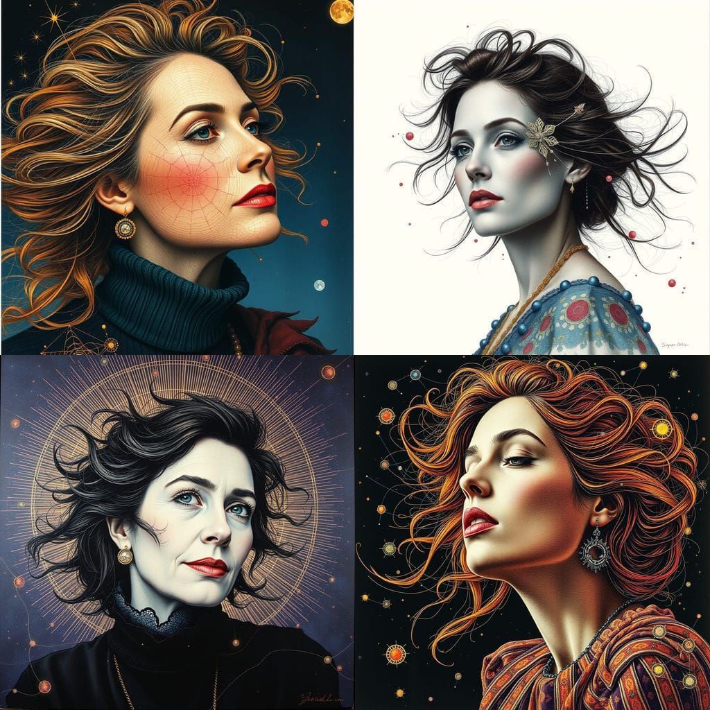 portrait woman windy spirograph neo-dada crystoleum Sigmar Polke ...