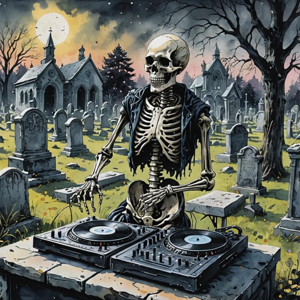 DJ Skeleton - AI Generated Artwork - NightCafe Creator