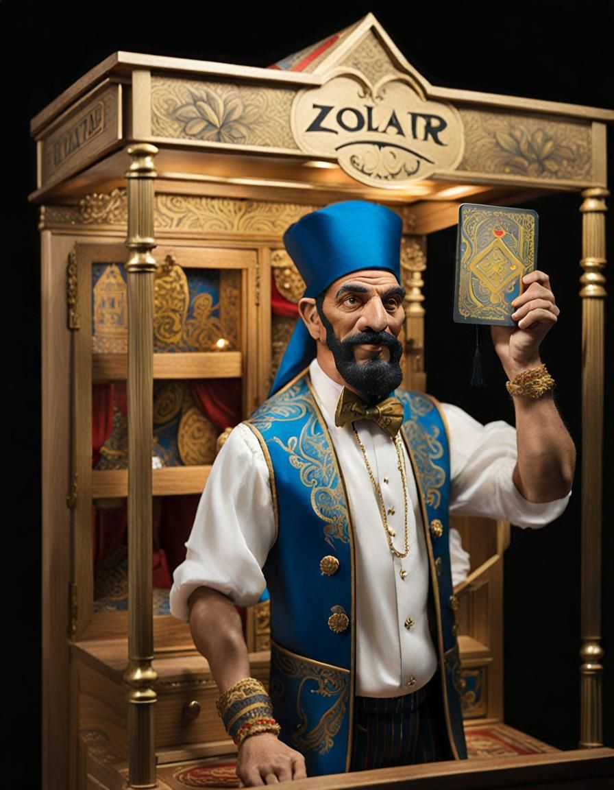 Zoltar holding up a tarot card - AI Generated Artwork - NightCafe Creator