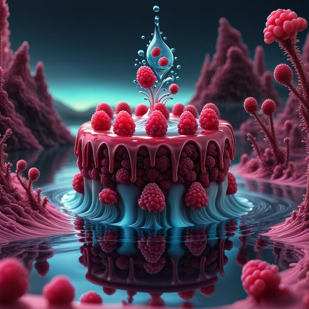 A Cake in Raspberry Land. - AI Generated Artwork - NightCafe Creator