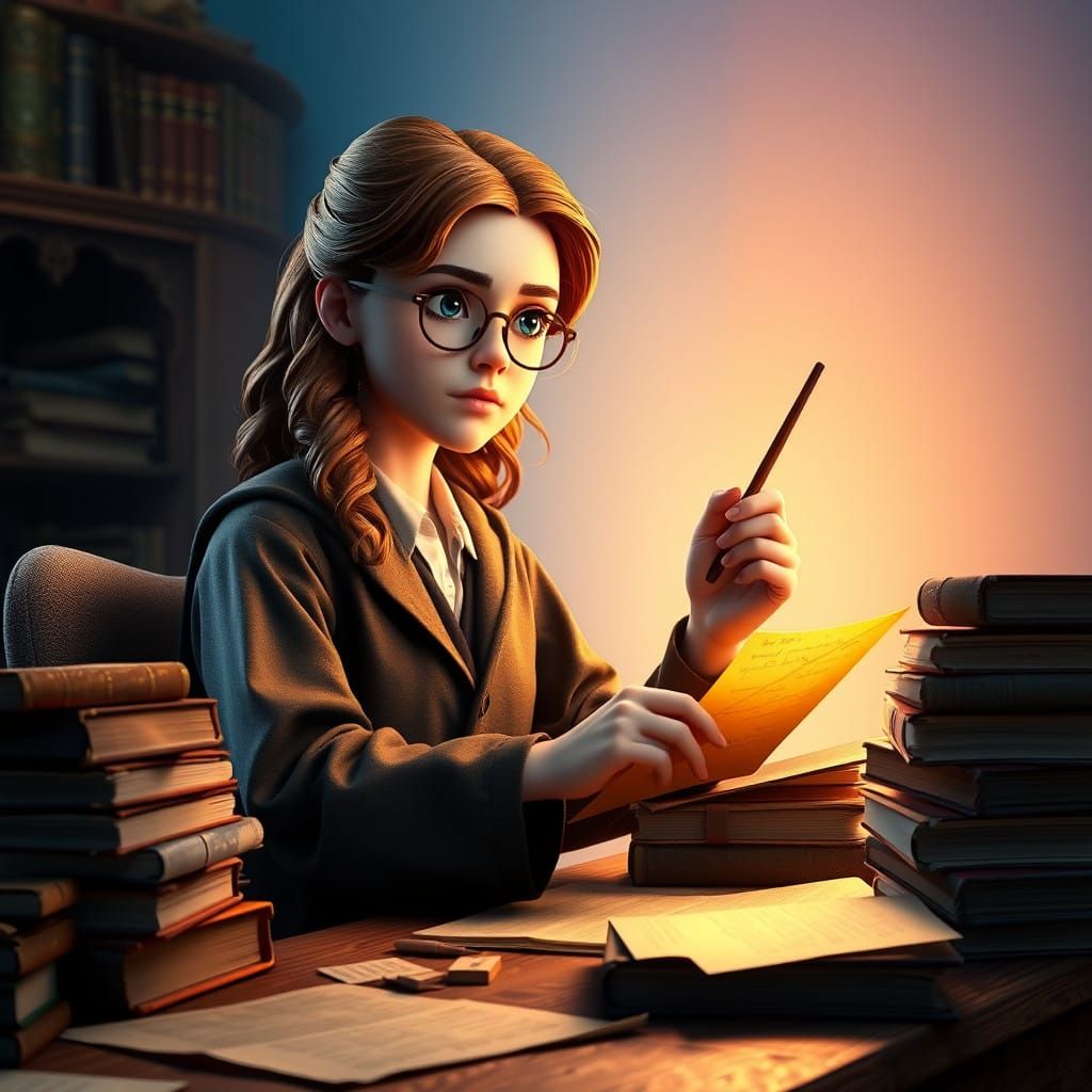 Homework at Hogwarts - Magical Student in Ancient Study