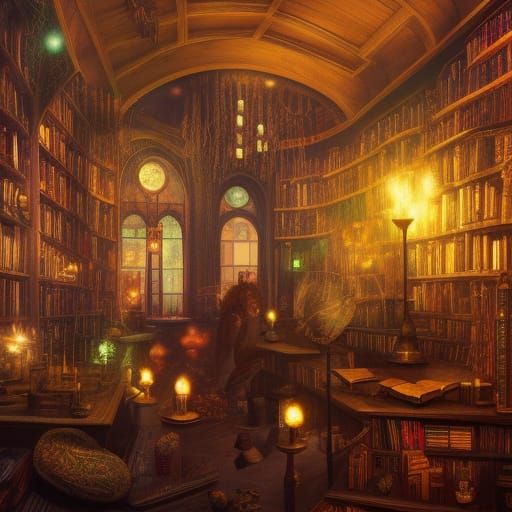 The Library at Midnight - AI Generated Artwork - NightCafe Creator