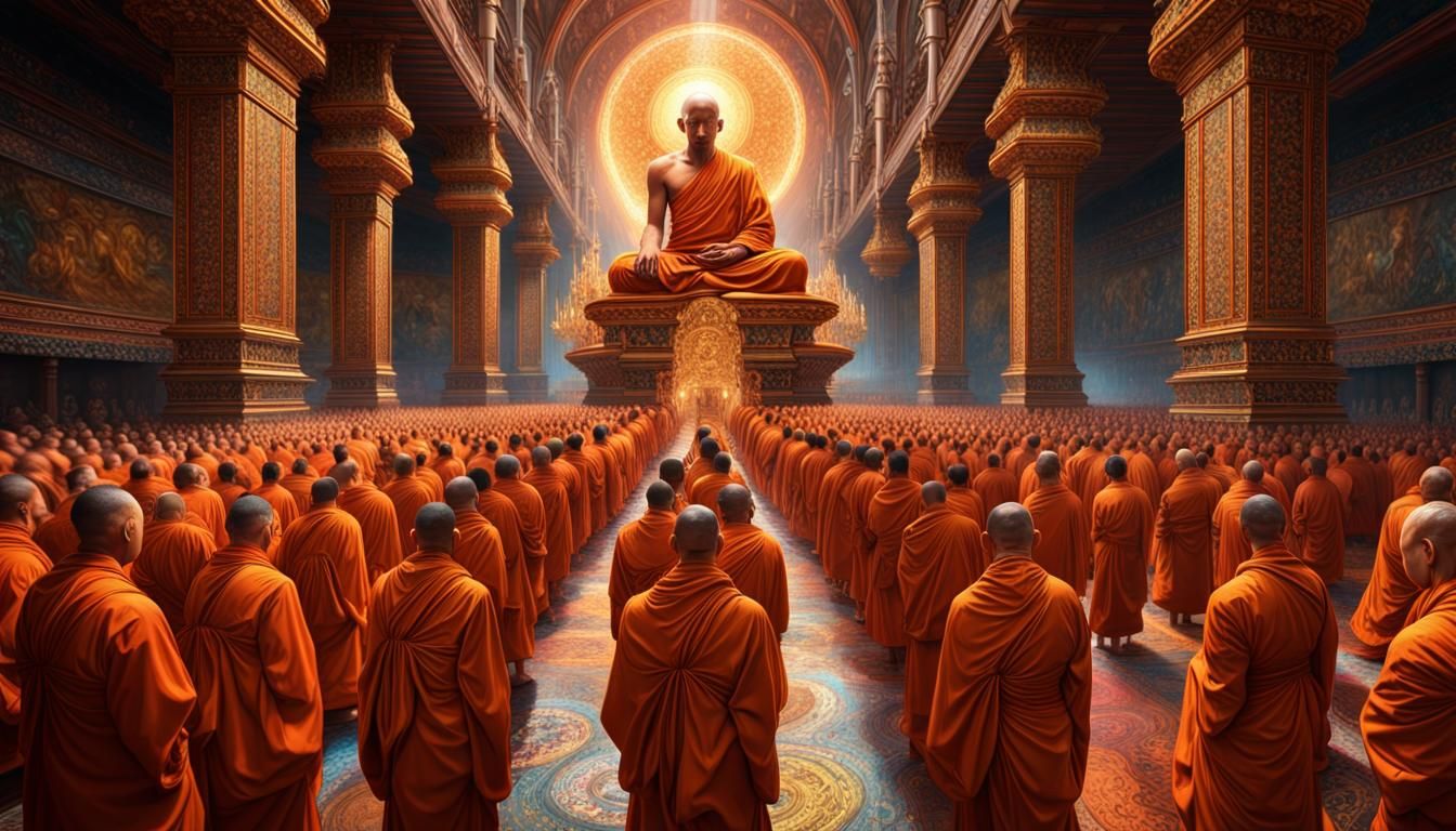 10,000 monks praying for world peace. - AI Generated Artwork ...