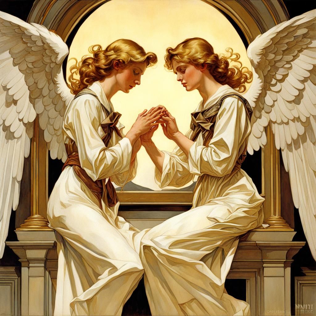 Angels Comparing Notes - AI Generated Artwork - NightCafe Creator