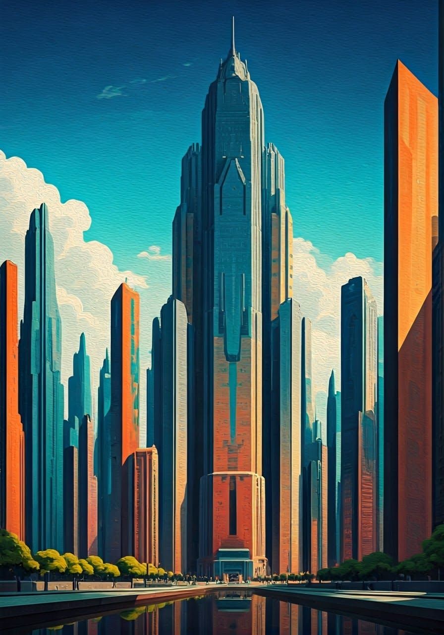 Neo-Cubist Metropolis Skyscrapers 2025 - AI Art