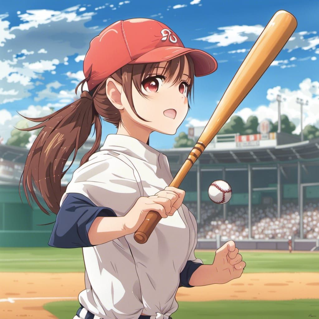 Anime girl playing baseball - AI Generated Artwork - NightCafe Creator