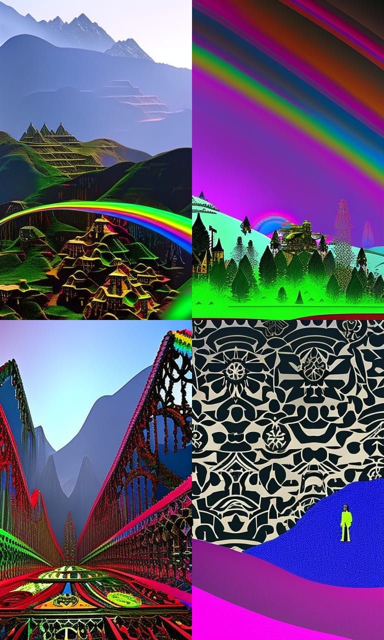 Though I Walk Through the Valley of Death Metallic Rainbow Landscape ...
