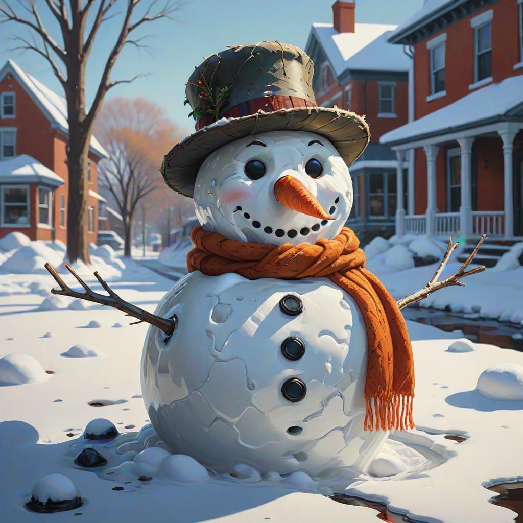 Snow Man - Dramatic Winter Snowman in Tweed