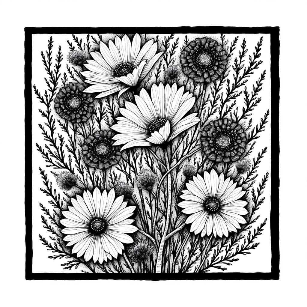 Ink Poet: Beautiful, hand-drawn illustration of fantasy flowers in fine ...