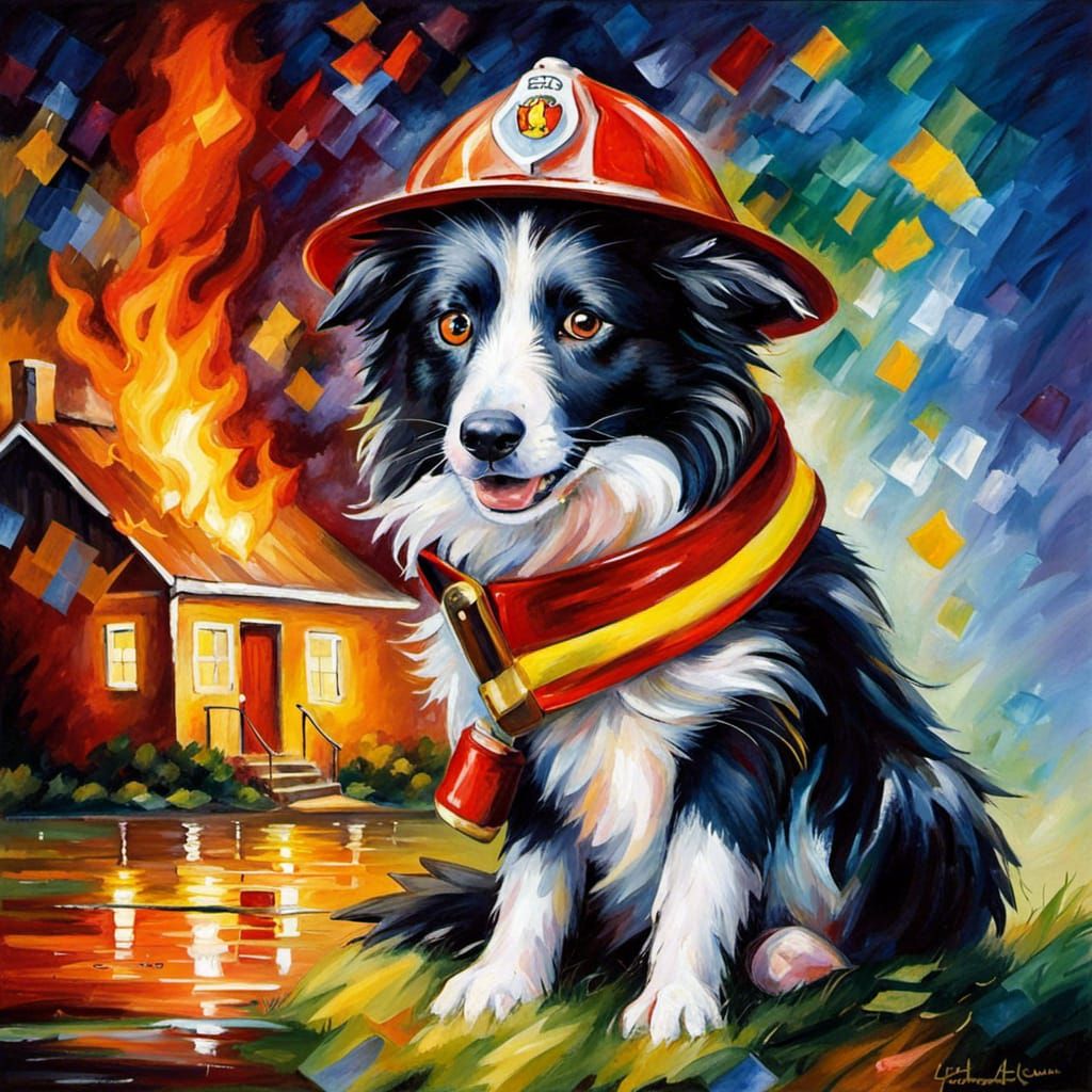 A very frightened Fire and Rescue Service Collie - AI Generated Artwork ...