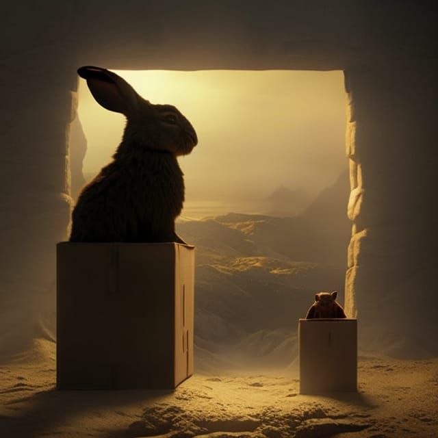 rabbit, trapped in box, Epic cinematic brilliant stunning intricate ...