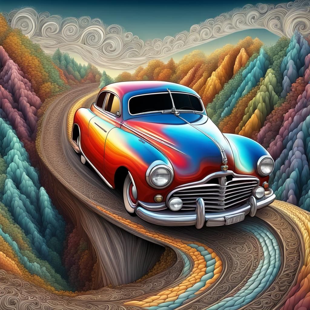 oldtimer flying through painted valley - AI Generated Artwork ...