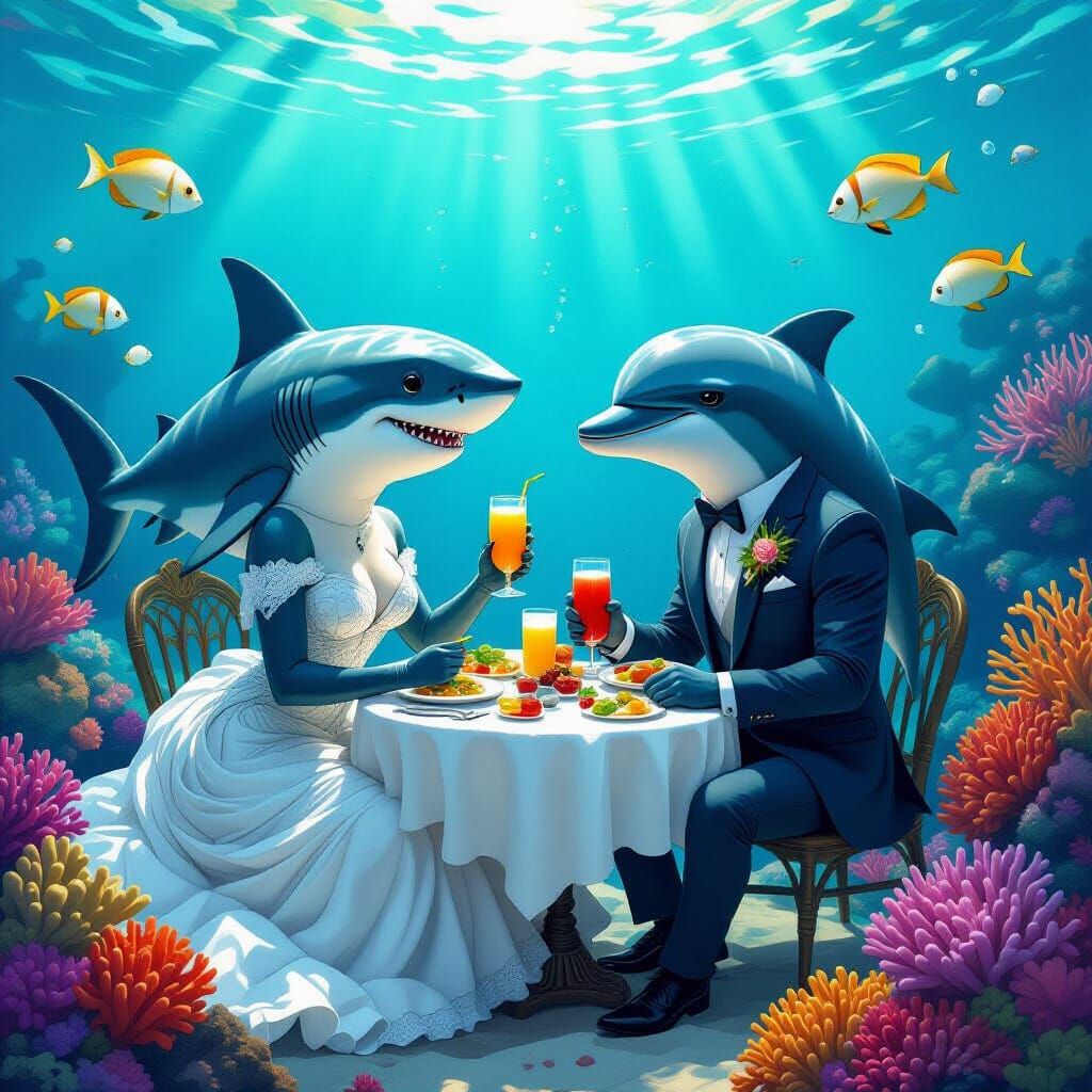 🦈🐬Anthropomorphic Shark & Dolphin Dinner Night!💞