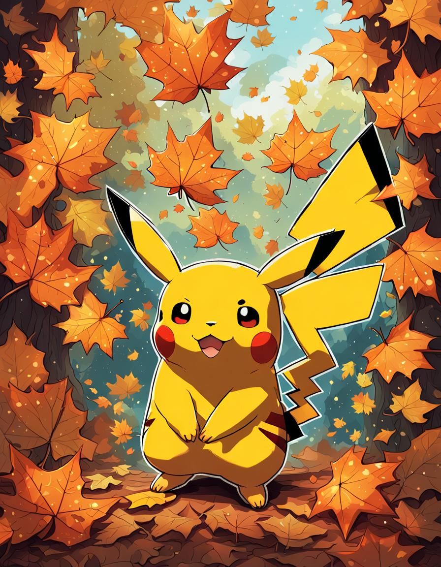 Pikachu Enjoys Autumn - AI Generated Artwork - NightCafe Creator