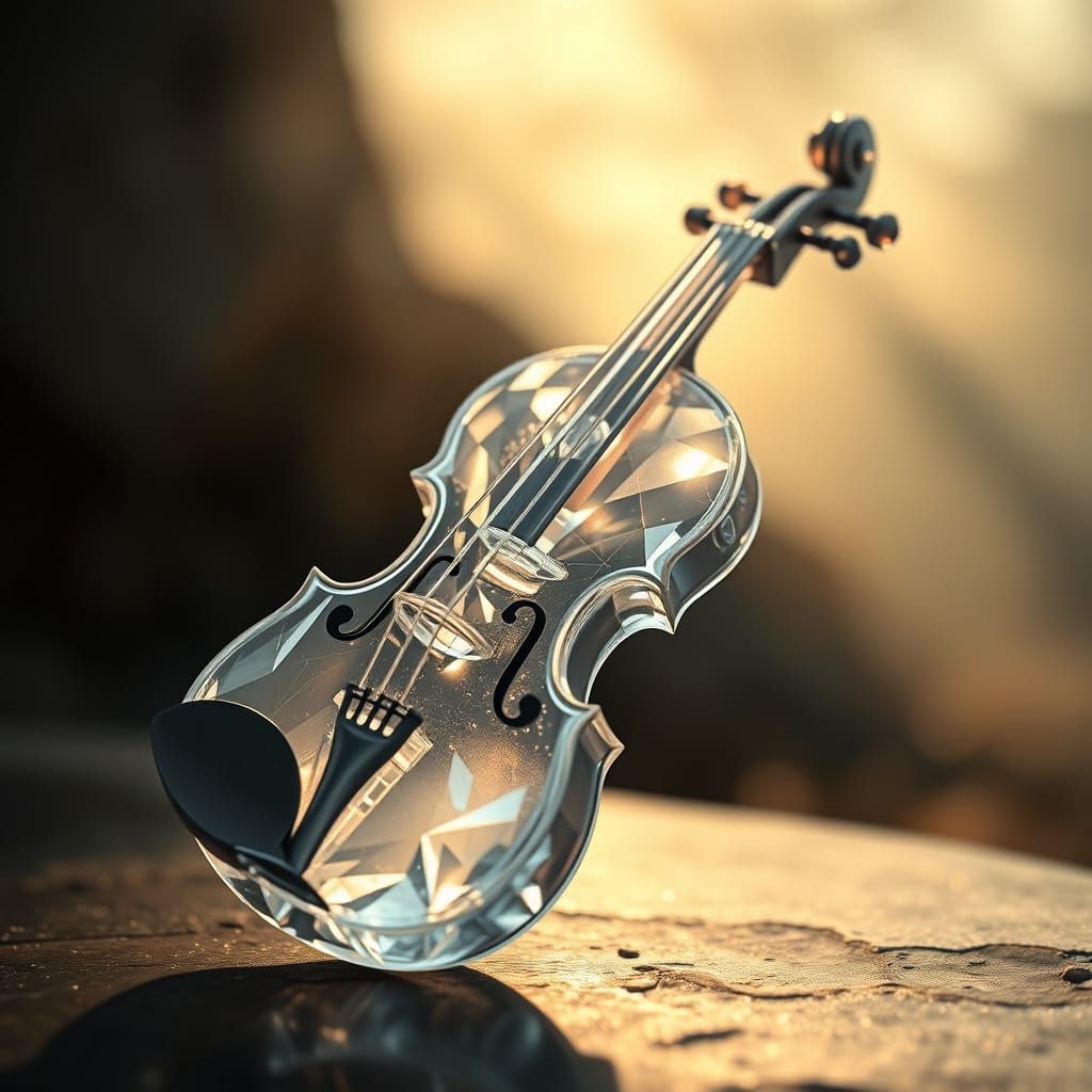Crystal Violin Distorts Space with Ethereal Energy - AI Art